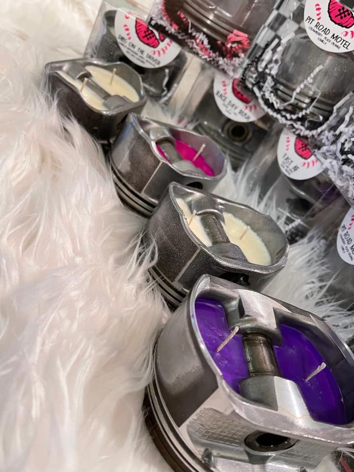 Upcycled Piston Candles | Race Wife Graphics